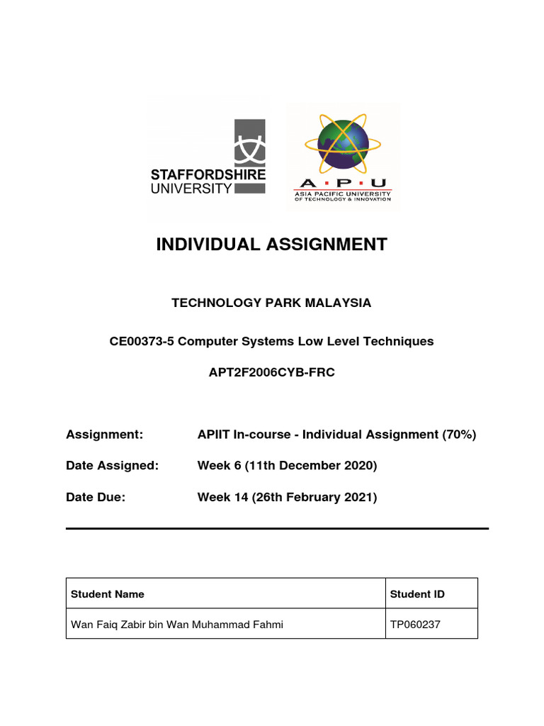 Assignment | PDF | Computer Programming | Assembly Language