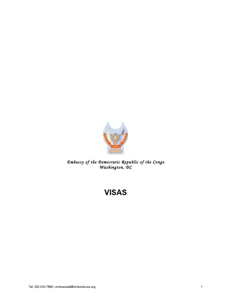 Democratic Republic of Congo VIsa Application Form | PDF | Travel Visa ...