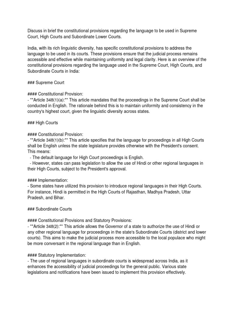 Language of Supreme Court and High Court | PDF | Judiciaries | Supreme ...