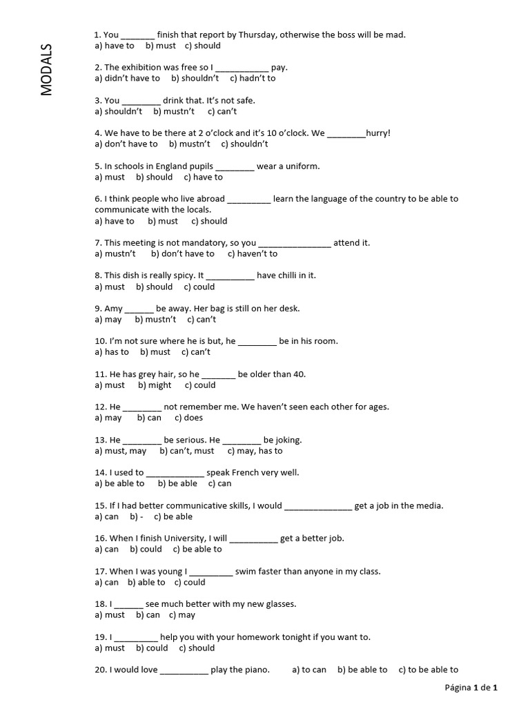 Modals Practice Exercises | PDF | Art