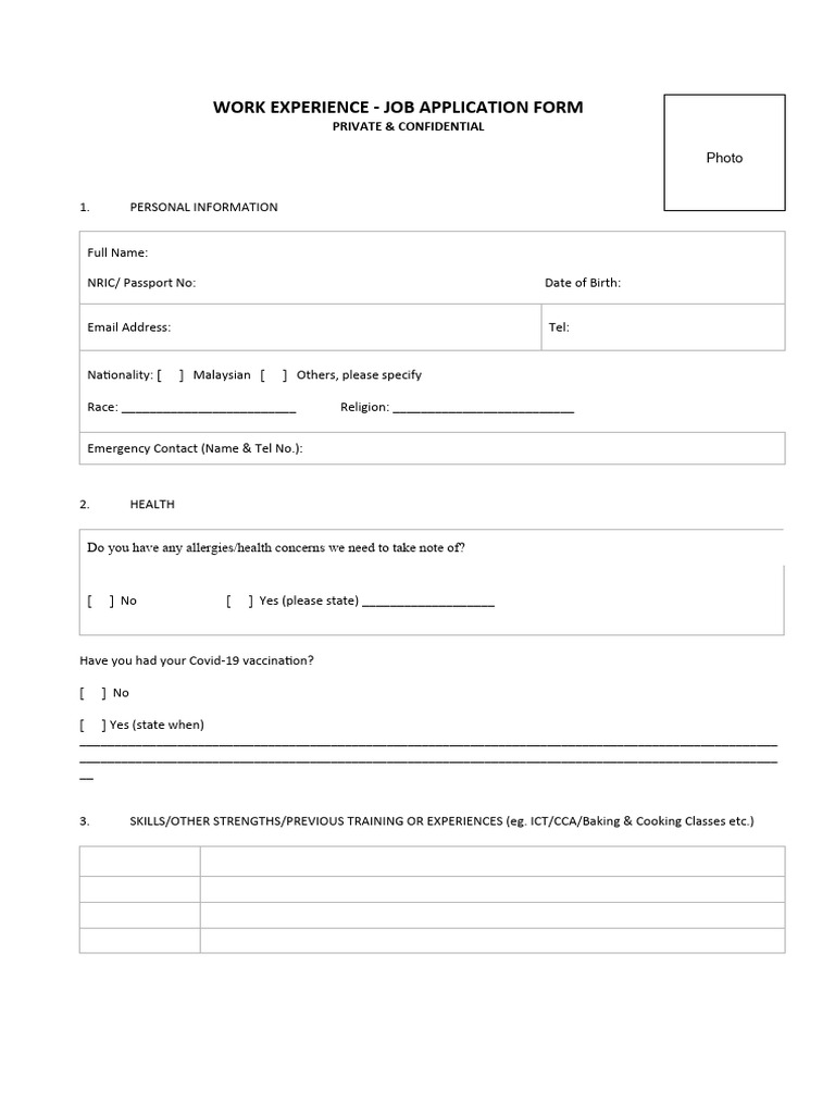Job Application Form Template | PDF | Career & Growth | Business