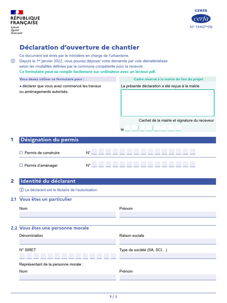 Declaration Ouverture De Chantier