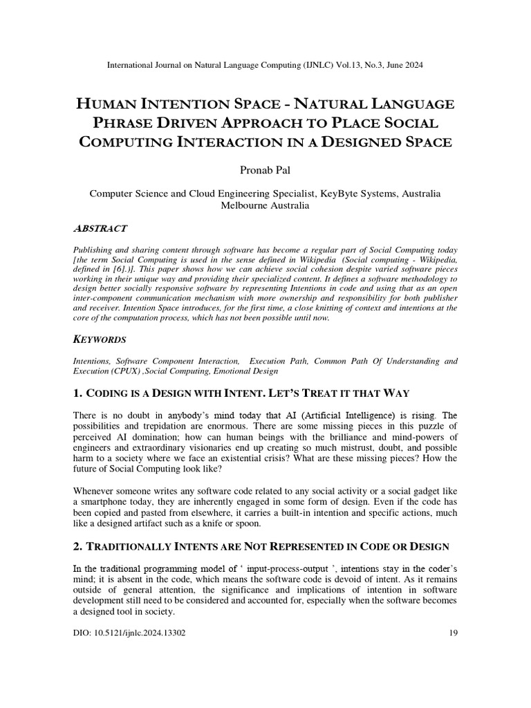Human Intention Space - Natural Language Phrase Driven Approach To ...