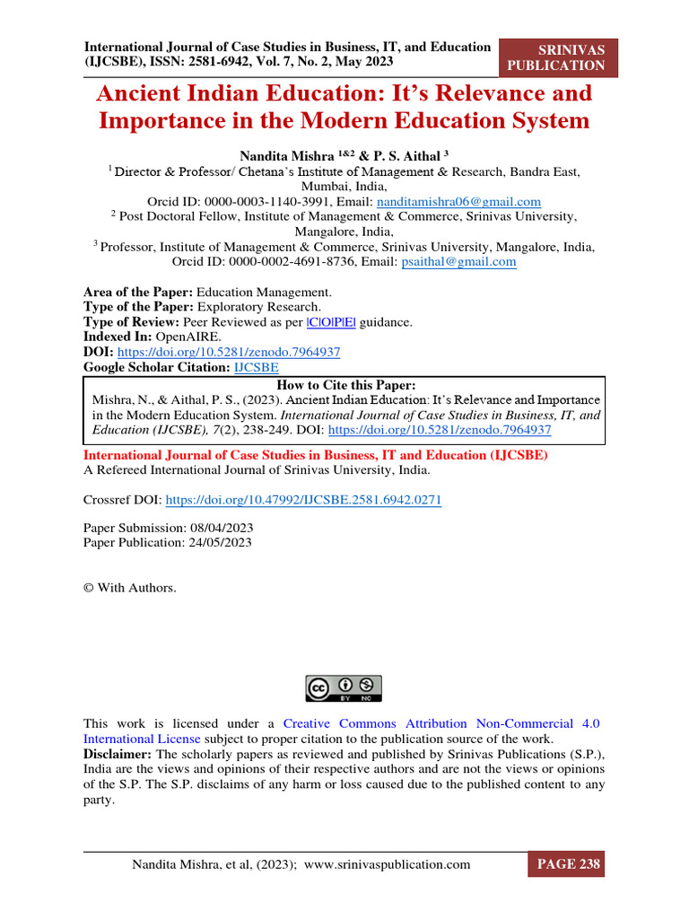 Ancient Indian Education: It's Relevance and Importance in The Modern ...