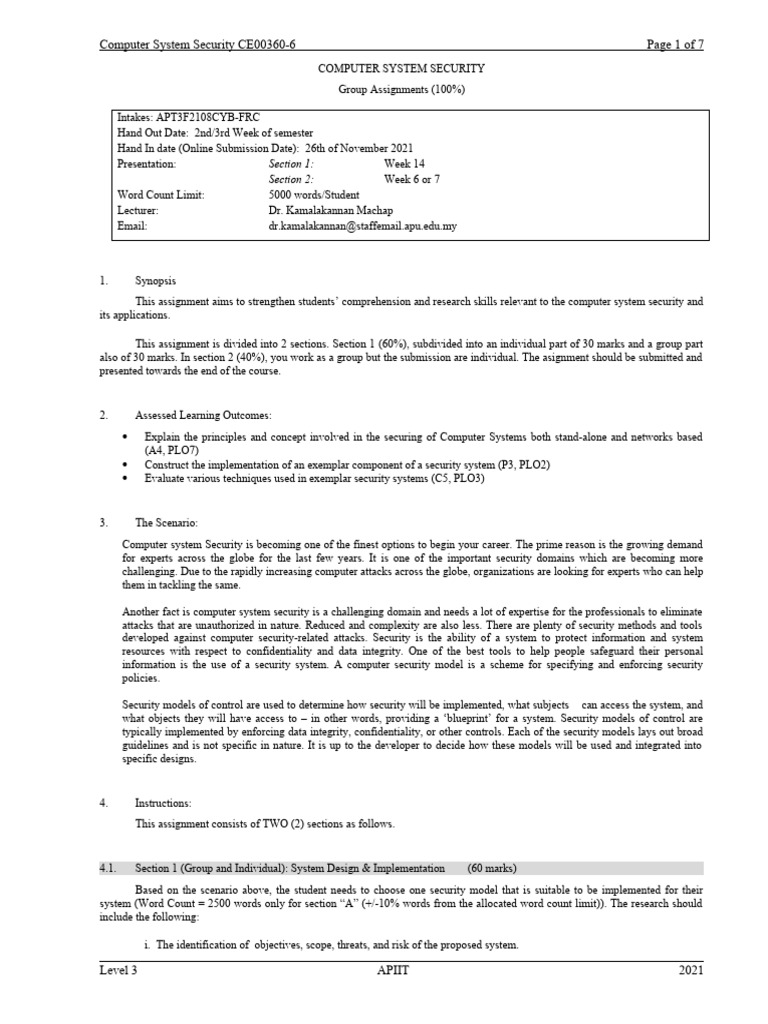 Assignment - CSS-August 2021 - APT3F2108 CYB-FRC | PDF | Computer ...