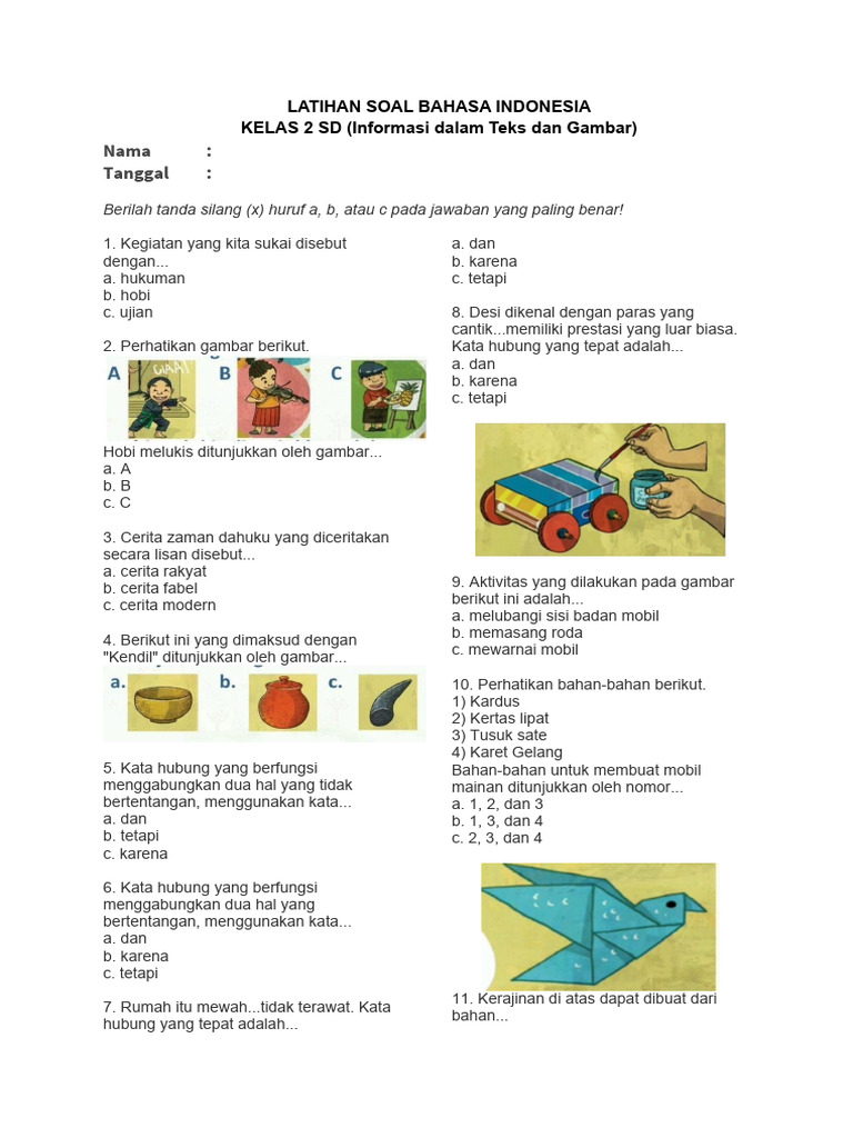 Latihan Soal Bahasa Indonesia - Informasi Dalam Teks Dan Gambar | PDF