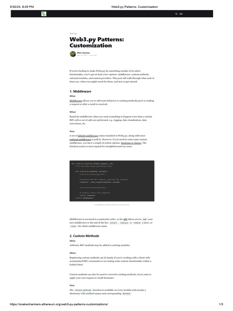 Web3.py Patterns_ Customization | PDF | Class (Computer Programming ... Web3.py Patterns_ Customization | PDF | Class (Computer Programming ...