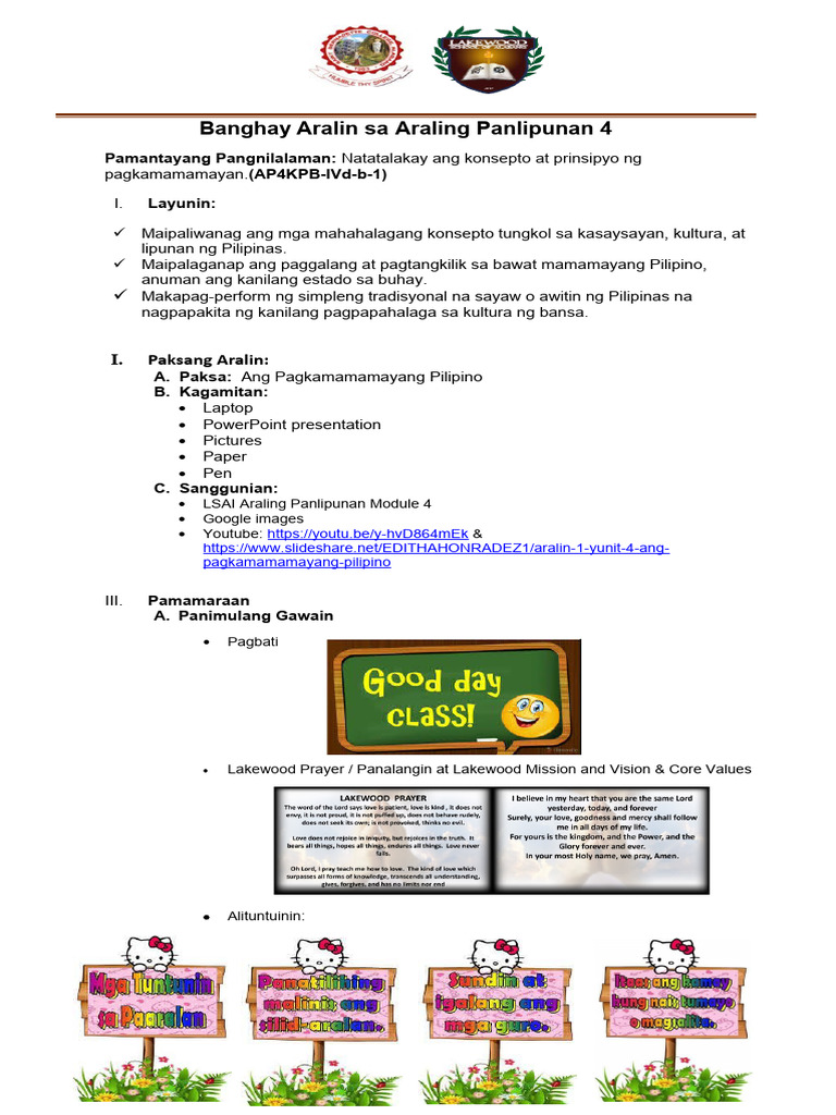 LP - Araling Panlipunan 4 ARALIN 1 | PDF