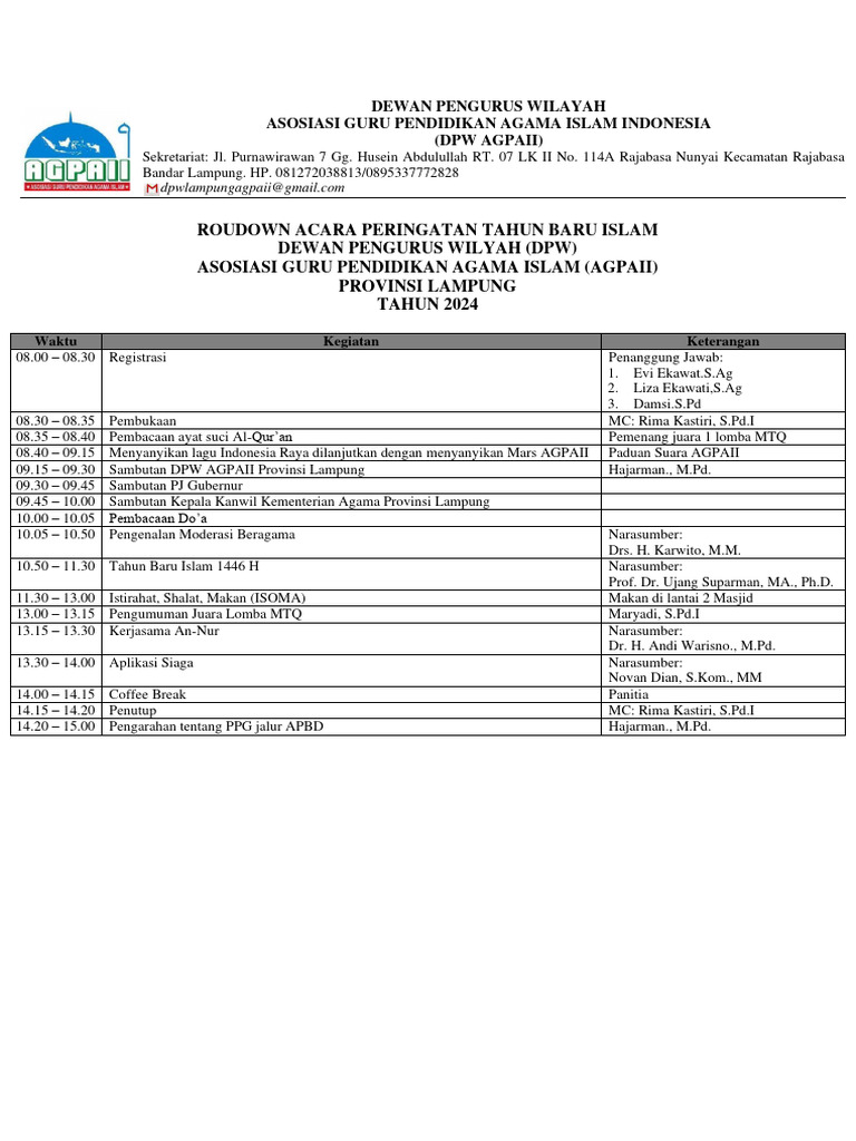 Susunan Acara 1 Muharram | PDF Susunan Acara 1 Muharram | PDF