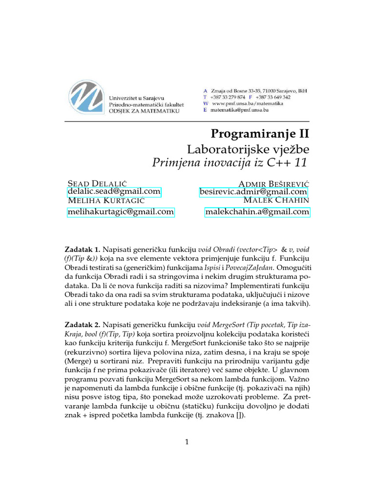 LV8 - Inovacije Iz C++ 11 | PDF