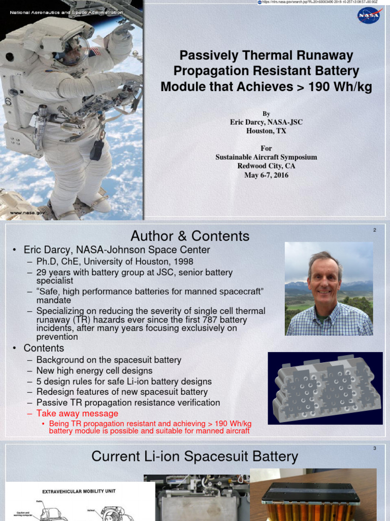 NASA - Passively Thermal Runaway Propagation Resistant Battery Module ...