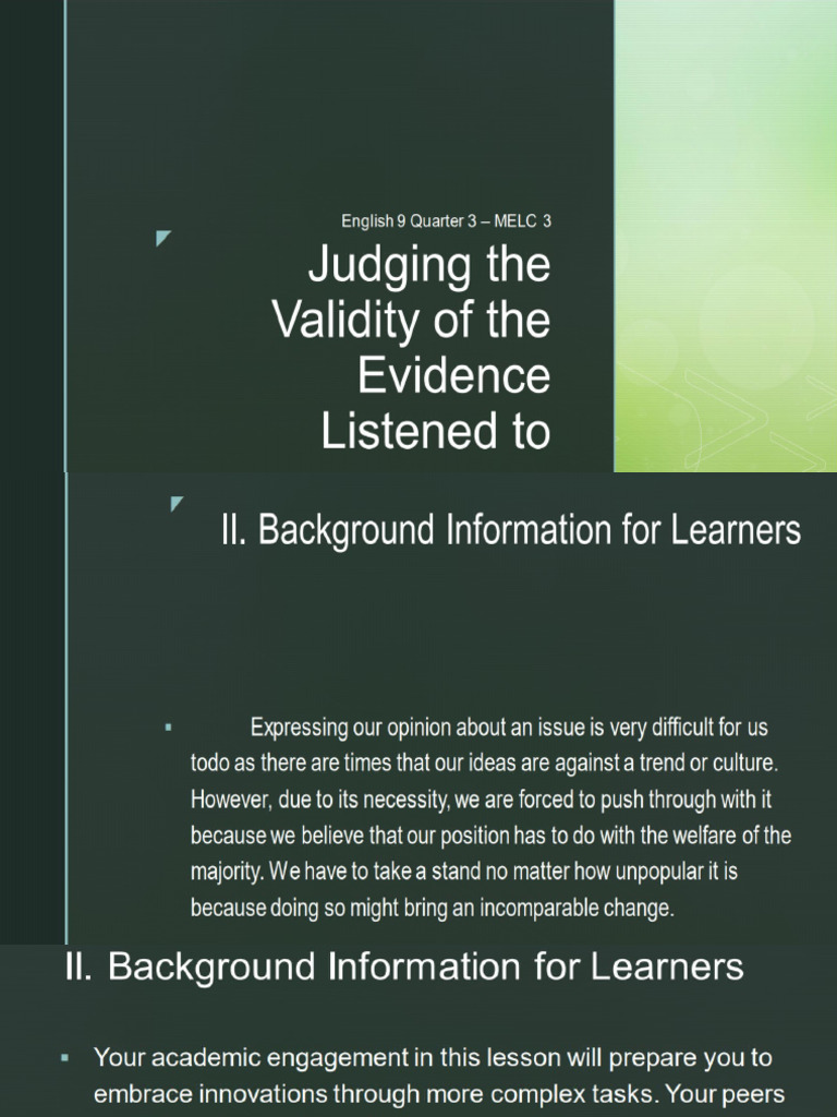 Judging The Validity of Evidence Listened To | PDF
