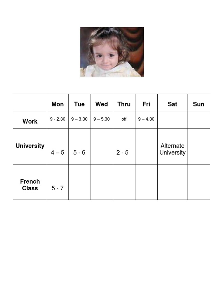 Weekly Schedule Overview | PDF