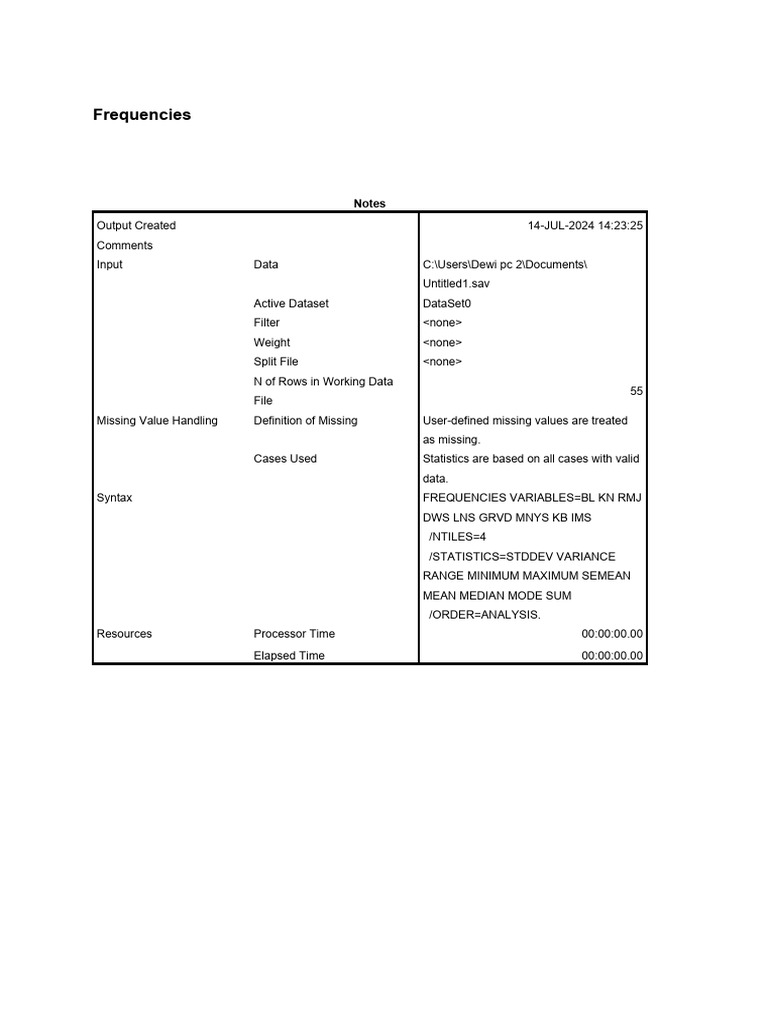 Frequencies | PDF | Median
