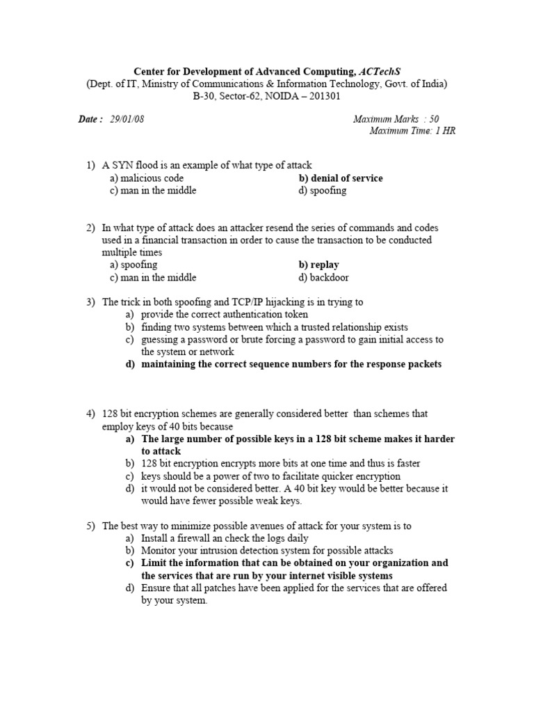 Information Security Ques Paper | PDF | Public Key Cryptography | Key (Cryptography)
