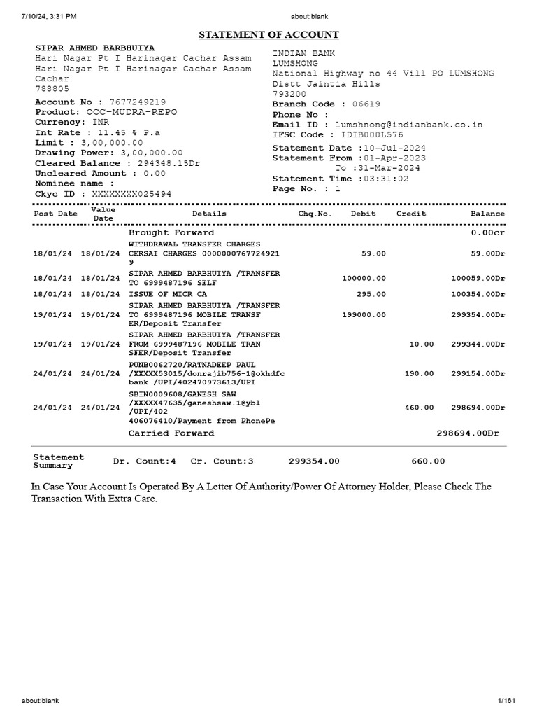 CC Statement | PDF | Debits And Credits | Banks