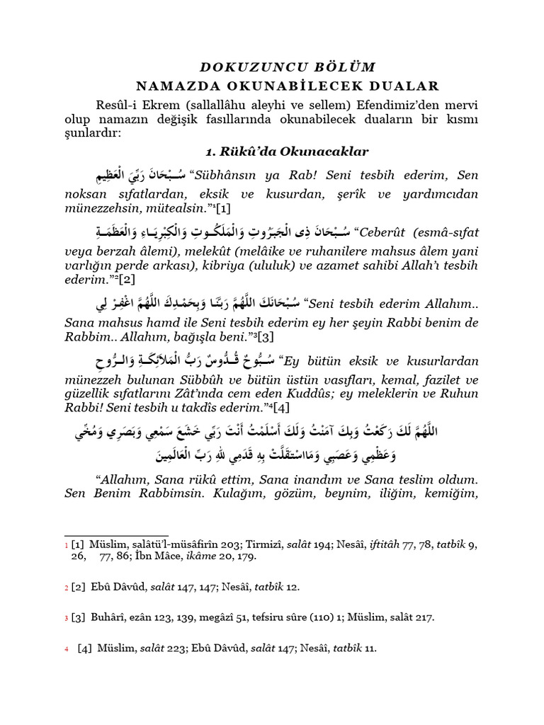 Namazda Okunabilecek Dualar | PDF