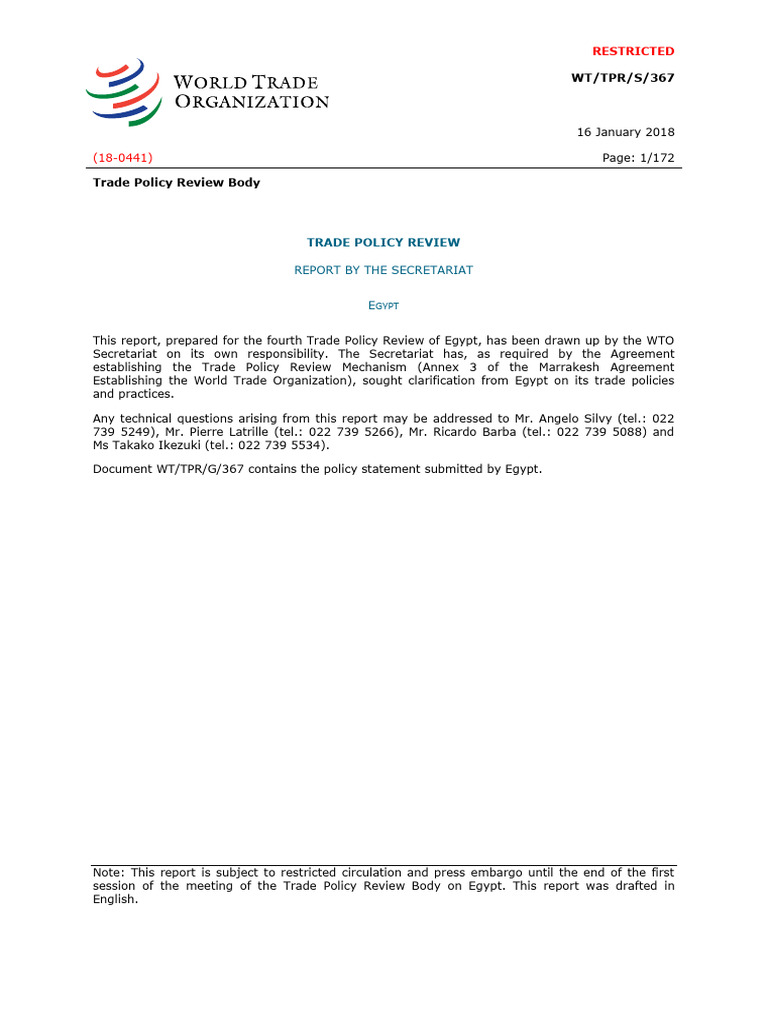 TPR Egito - 2018 | PDF | Government Budget Balance | World Trade ...