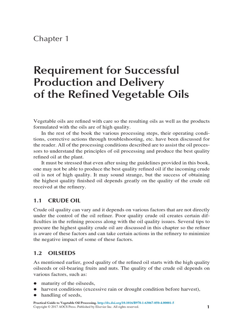 Cap 1-Requirement For Successful Production For Refining The Vegetabel ...