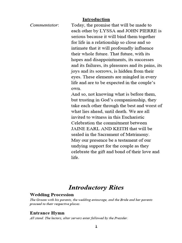 Wedding Ceremony Sample | PDF | Eucharist | God The Father