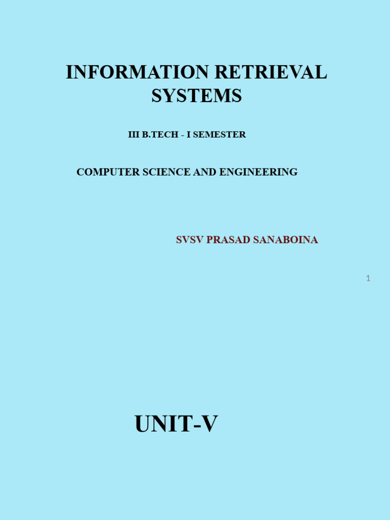 Irs Unit-V | PDF | Information | Information Retrieval