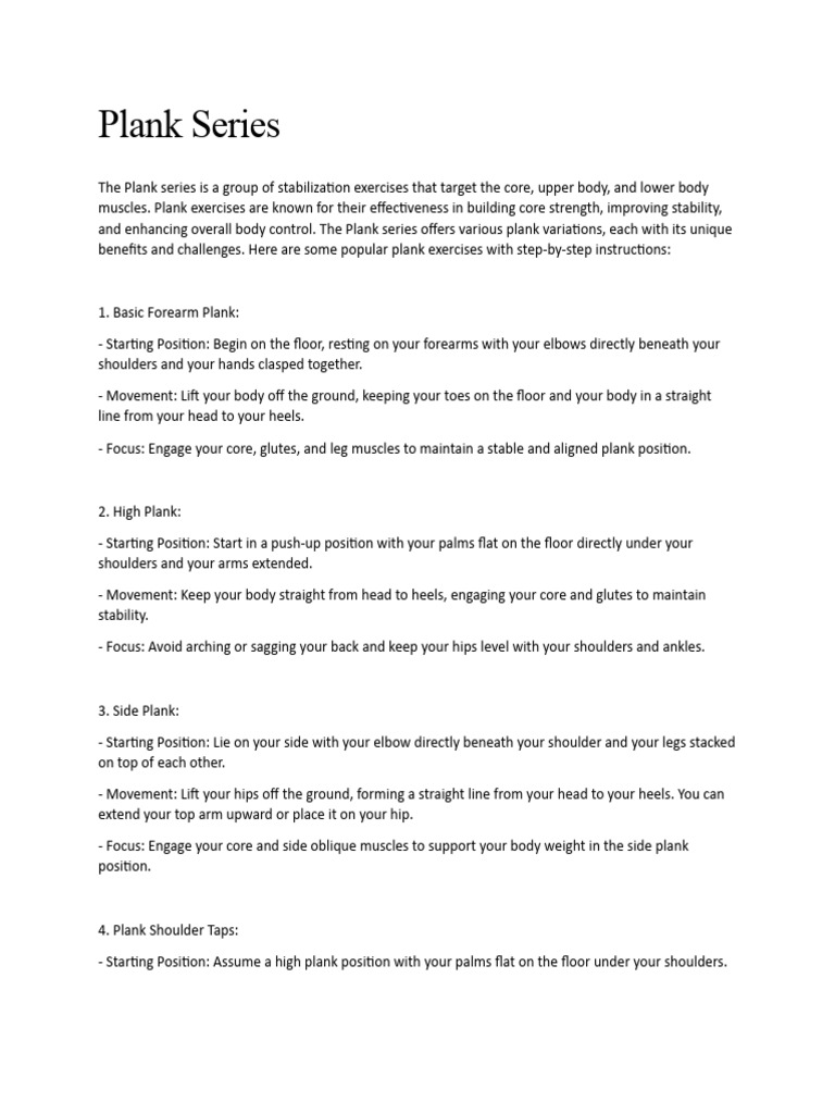 Effective Plank Variations for Core Strength | PDF | Musculoskeletal ...