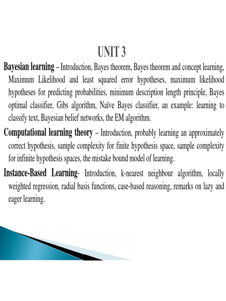 ML Unit 3 MID1 | PDF | Statistical Classification | Bayesian Inference