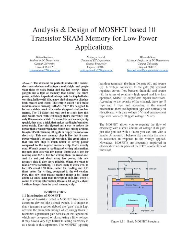 10T Sram Paper | PDF | Cmos | Mosfet