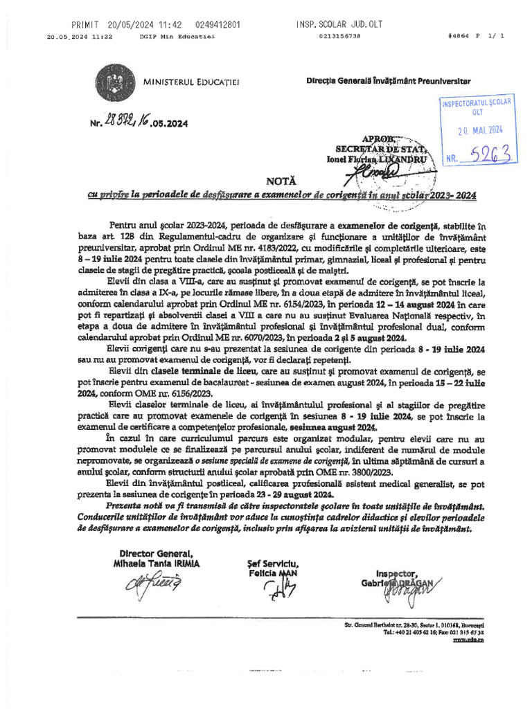 Nota Examen Corigente | PDF