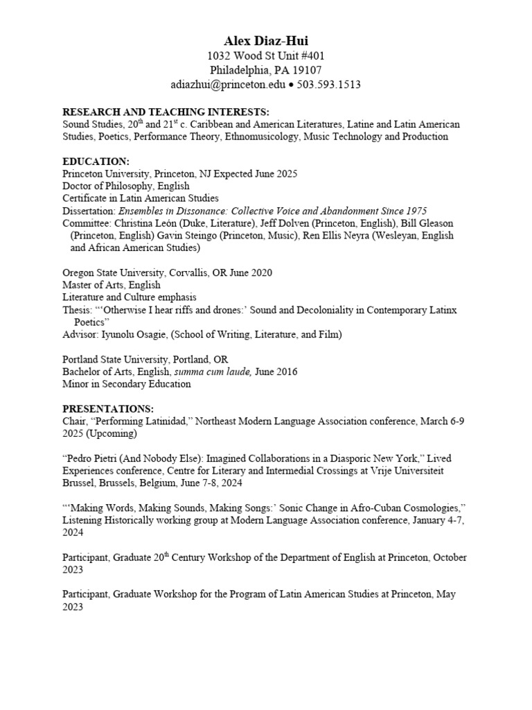 Alex Diaz-Hui: Academic Profile & Interests | PDF | Portland | Nahuatl