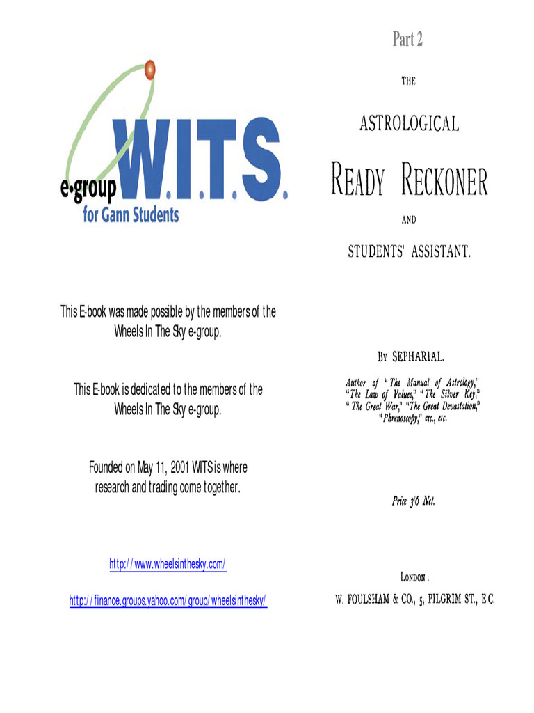 Sepharial () the Astrological Ready Reckoner Part 2 - WITS Edited ...