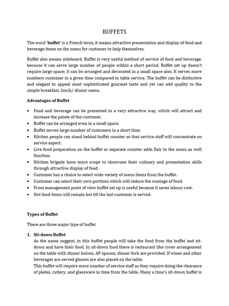 Buffets | PDF | Buffet | Foods