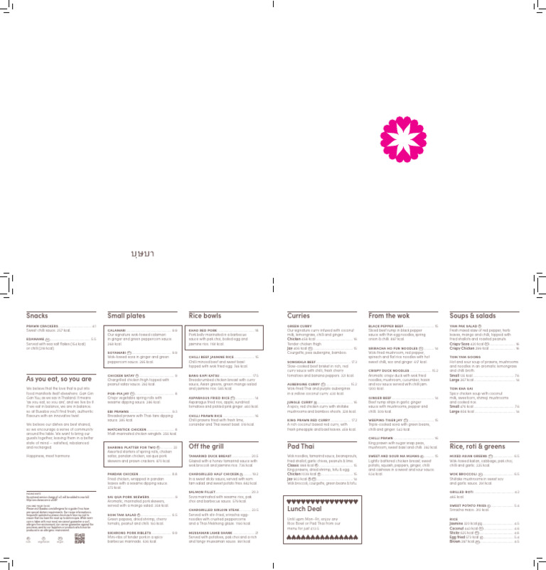 Busaba Core Food Menu 2024 02 22 AW | PDF | Thai Cuisine | Curry