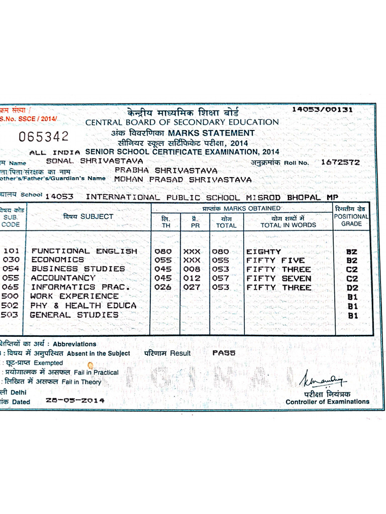school marksheet | PDF
