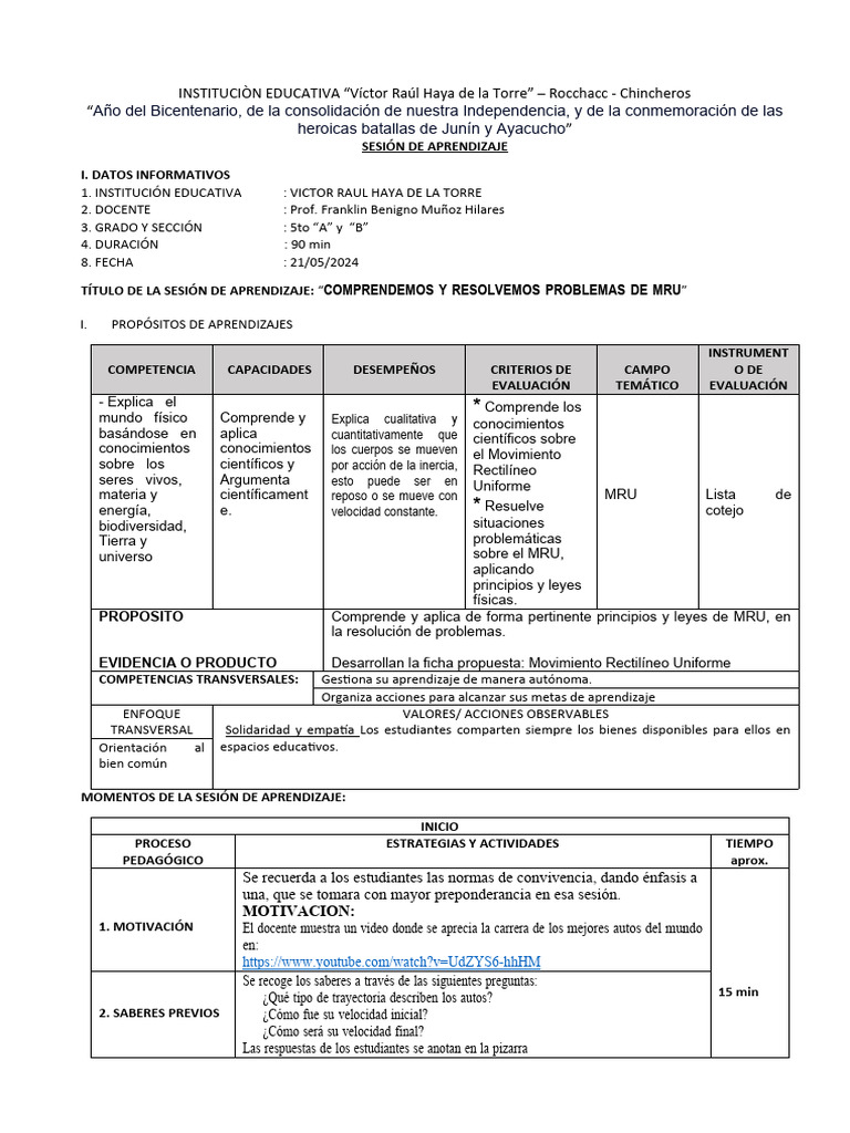 Sesiòn 01 Mru | PDF | Evaluación | Aprendizaje