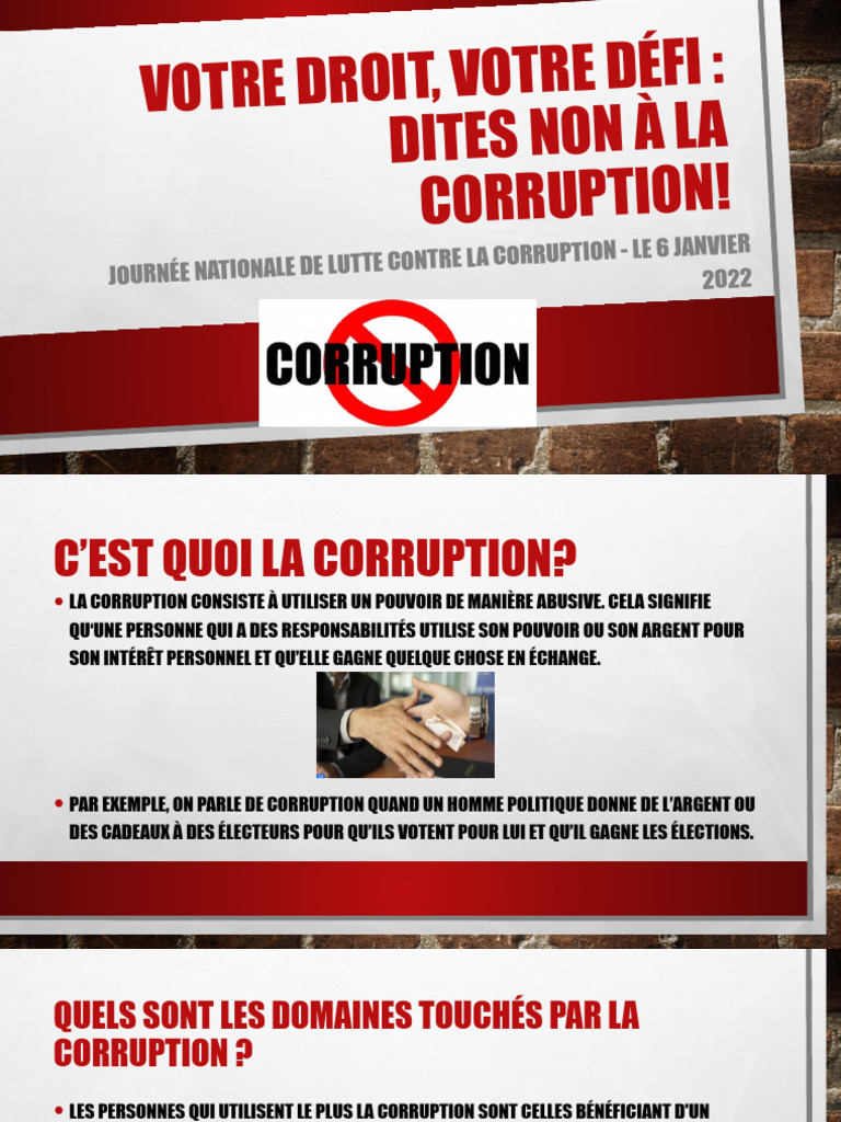 Dites Non à la Corruption! | PDF | la corruption | Droits de l'homme