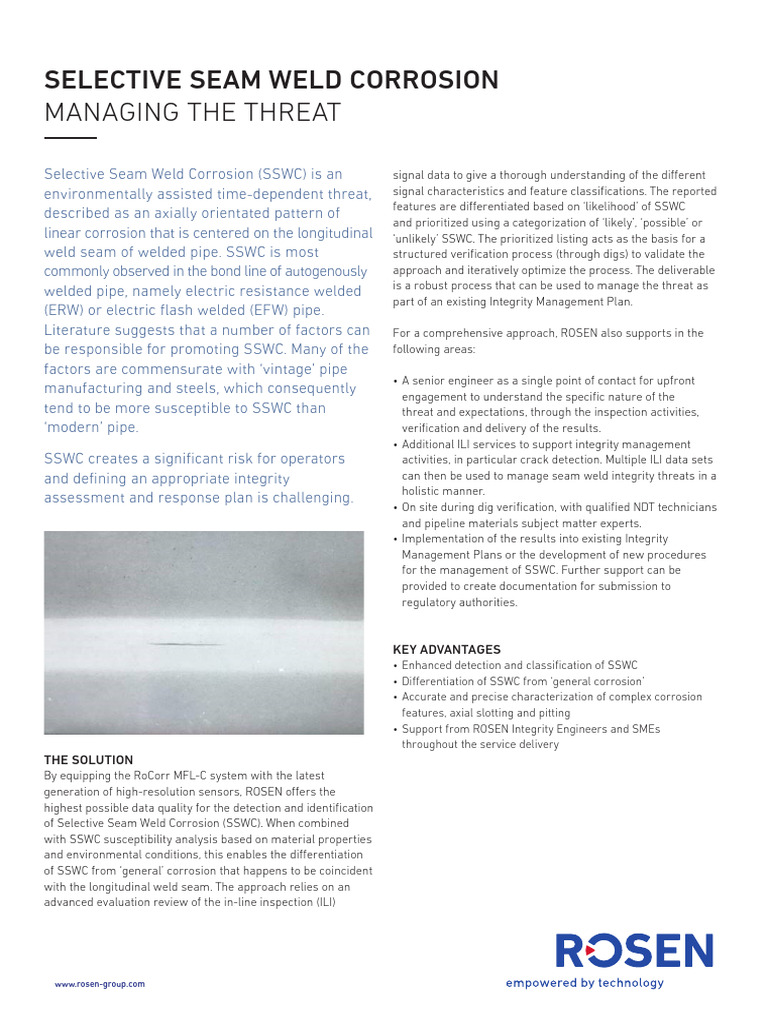 Selective Seam Weld Corrosion Flyer | PDF | Pipe (Fluid Conveyance) | Corrosion