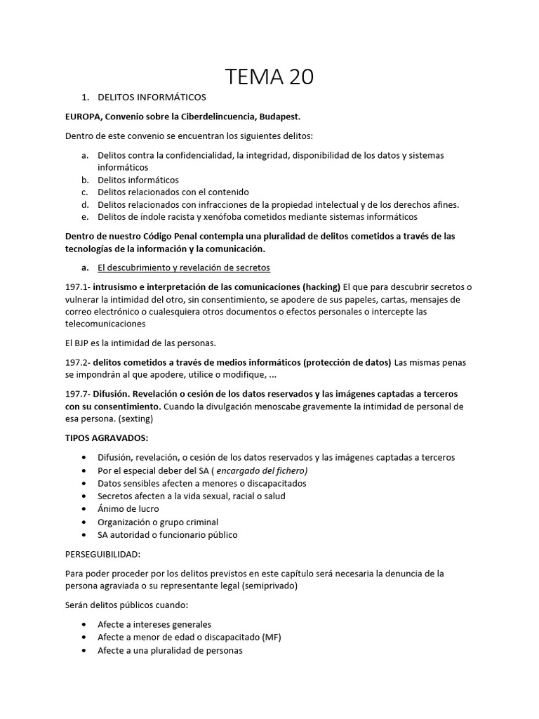Tema 20 | PDF | Cibercrimen | Justicia