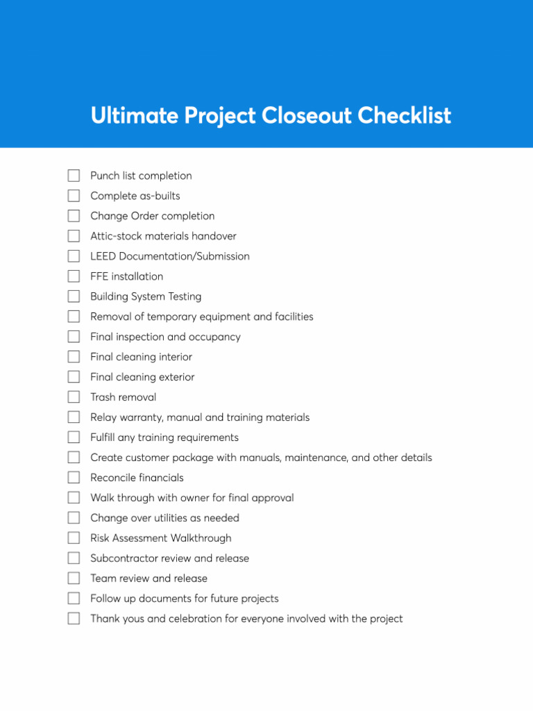 Closeout Checklist | PDF