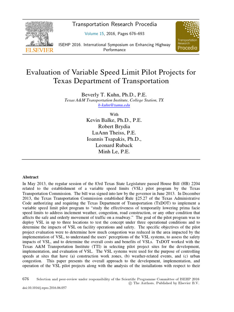 Texas VSL Pilot Project Evaluation | PDF | Speed Limit | Traffic Congestion