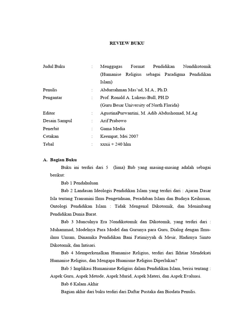 Review Buku Menggagas Format Pendidikan Islam 2 | PDF