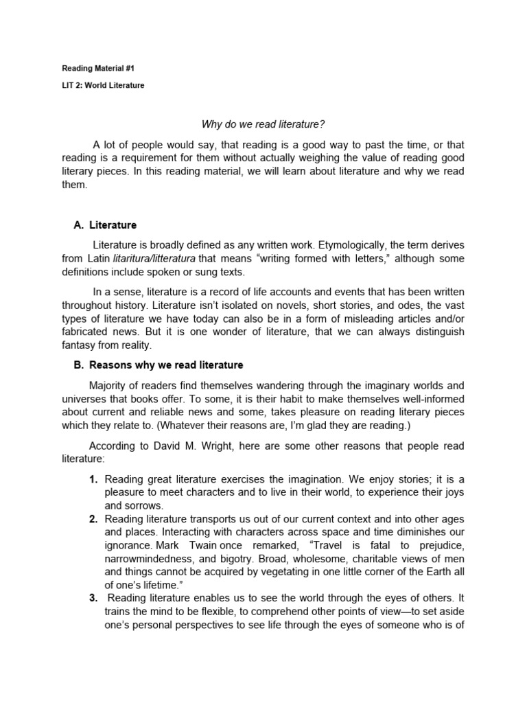 Why Do We Read Literature | PDF