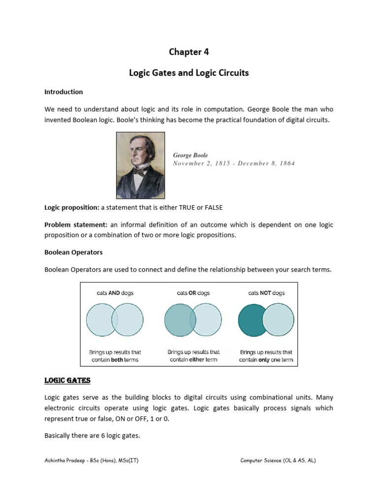 4.1 Logic Gates and Logic Circuits | PDF | Logic Gate | Logic