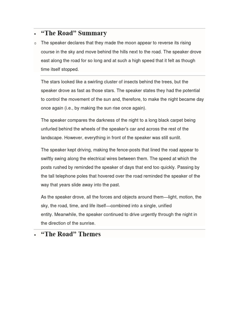 The Road Poem | PDF | Poetry | Sky