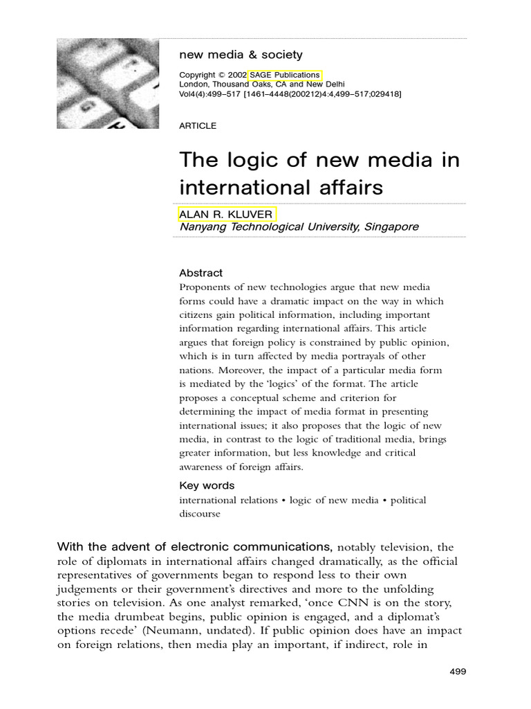 Alan Kluver - The Logic of New Media in International Affairs | PDF ...