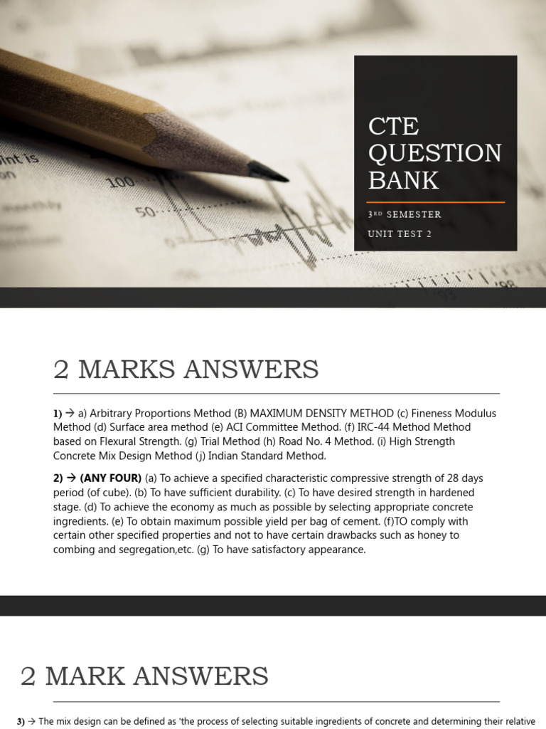 Cte 2 Marks Answers Question Bank | PDF | Concrete | Building Technology