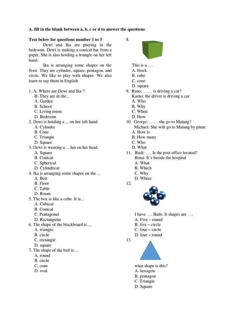 Soal Les Pts Semester 2 Kelas 5 | PDF | Geometric Shapes | Elementary ...