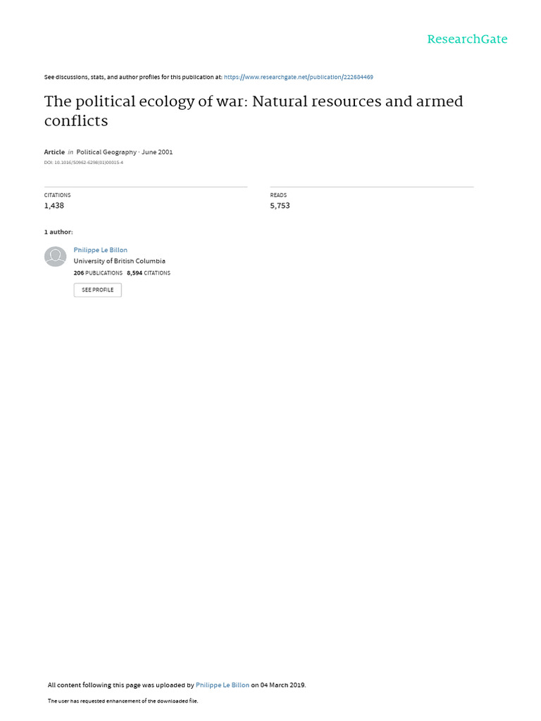 Political Ecology of War and Resources | PDF | Violence | Democratic ...