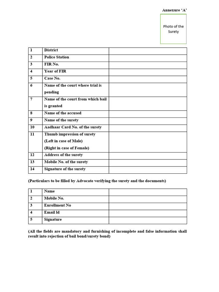 Annexure A and B of Bail | PDF | Bail | Common Law