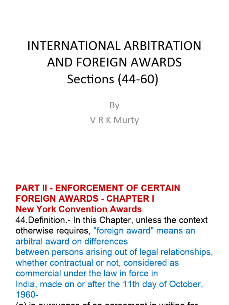 Enforcement of Foreign Arbitration Awards | PDF | Arbitration | Lawsuit
